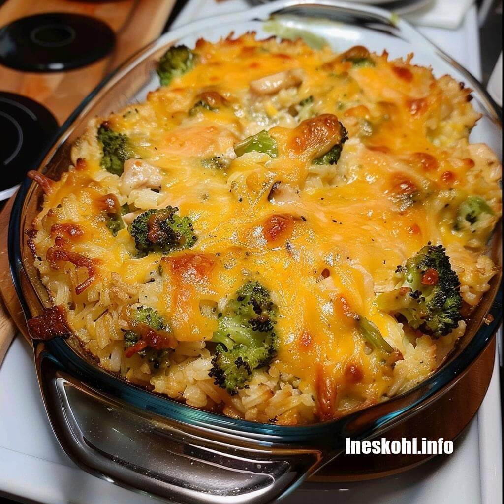 Easy Cheesy Broccoli Chicken Rice Casserole | InesKohl Kitchen