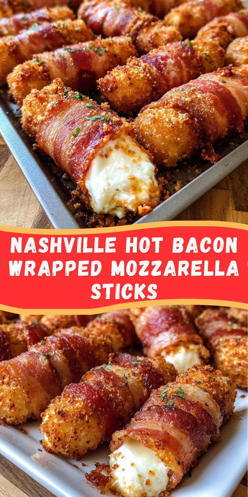 Nashville Hot Bacon Wrapped Mozzarella Sticks